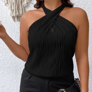 Tops | Plus Textured Minimalist Halter Top | Poshmark